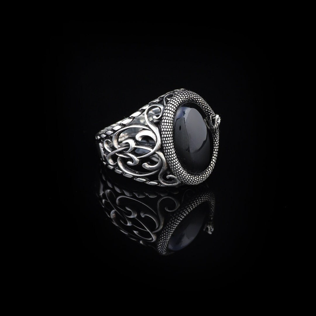 Mystical Serpent Onyx and Sterling Silver Snake Ring , Onyx Seduction ...