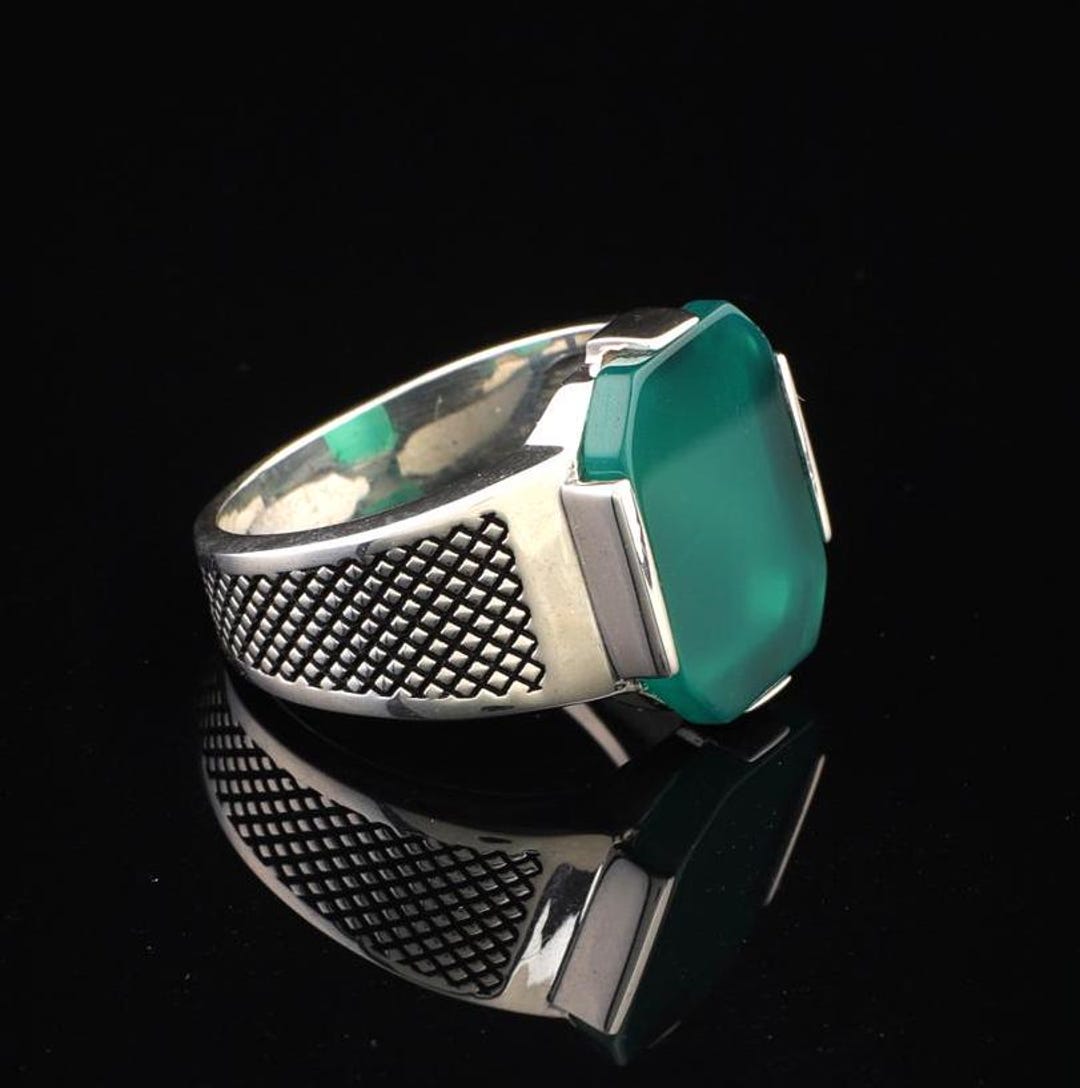 Vintage Ottoman Jade Signet Ring: Handmade Sterling Silver Pinky Ring ...