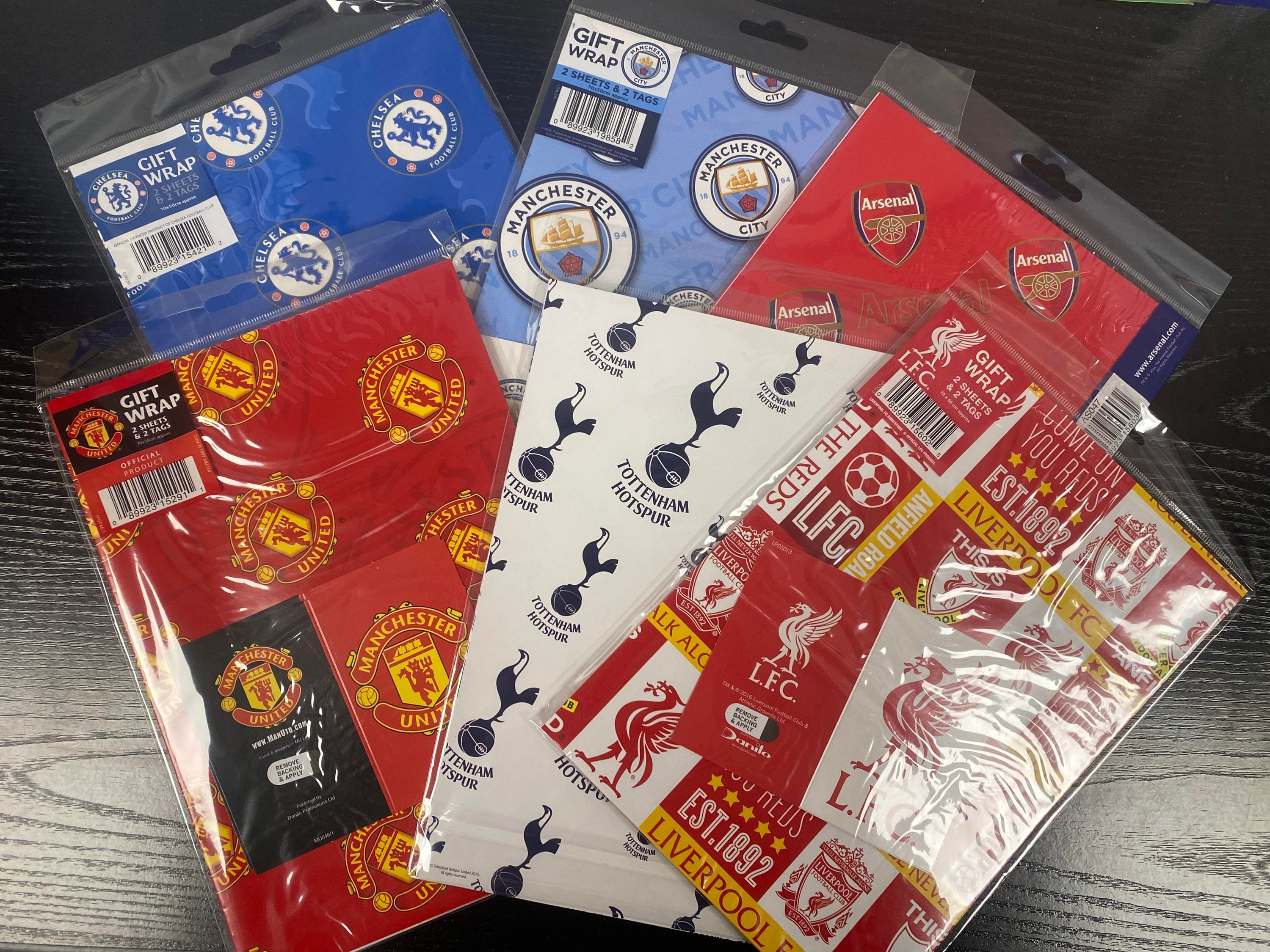 Wrapping Paper Football Theme 2 Sheet, 2 Tag, Arsenal, Chelsea ...