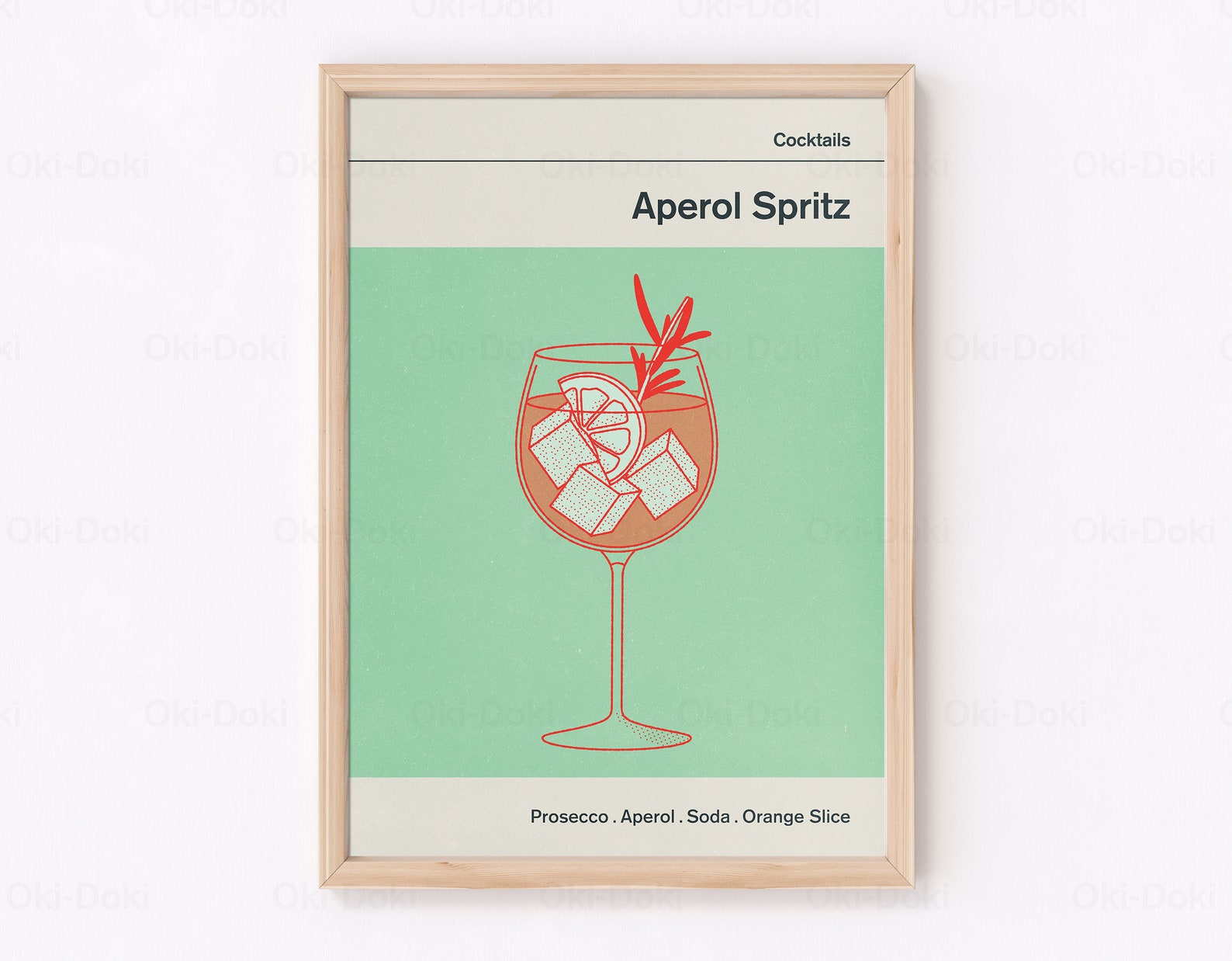 Aperol Spritz Poster, Cocktail Poster, Kitchen Art, Bar Poster, Retro ...