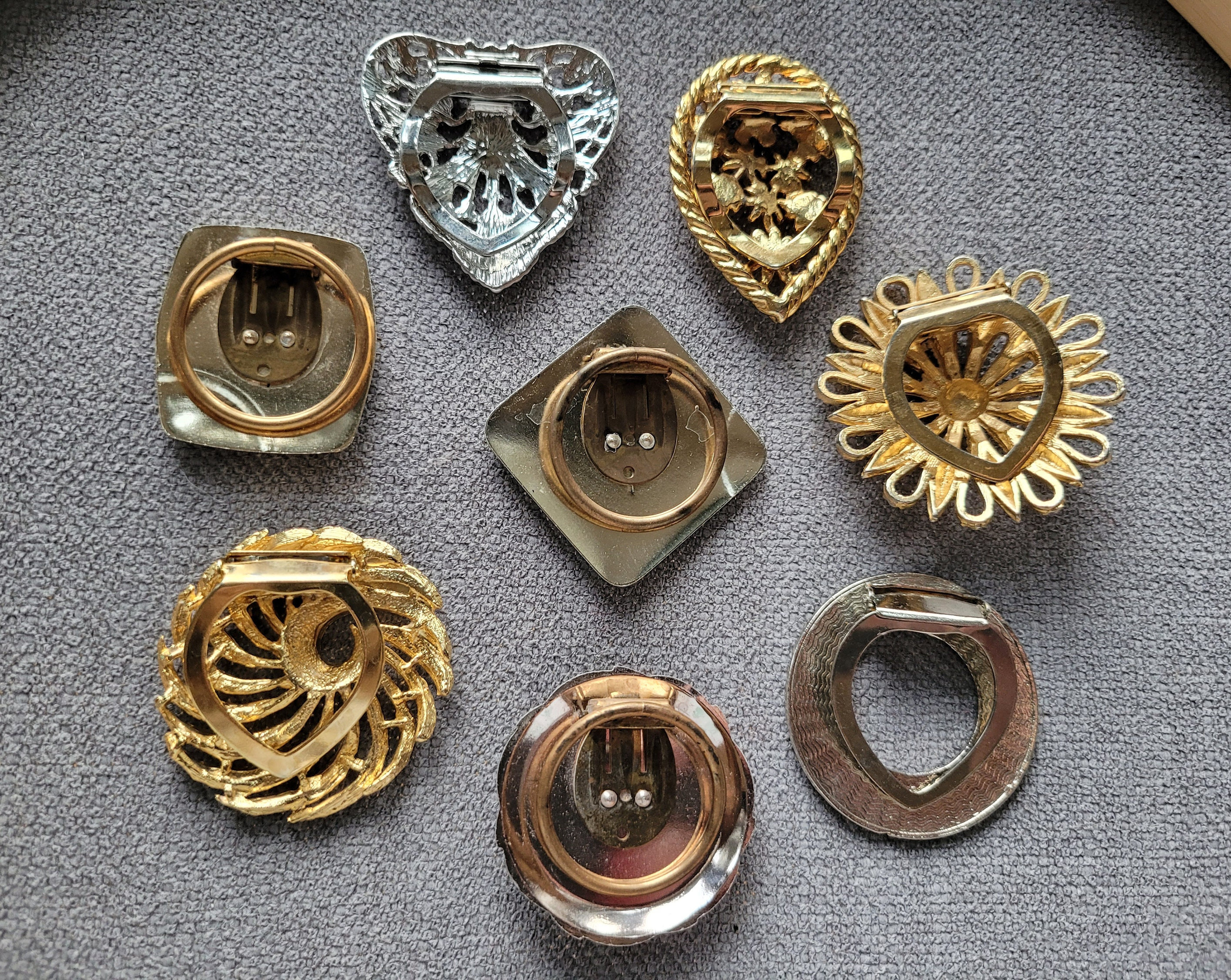 Vintage Hinged Scarf Clips Selection Scarf Rings 1940 1950s Jewelry ...