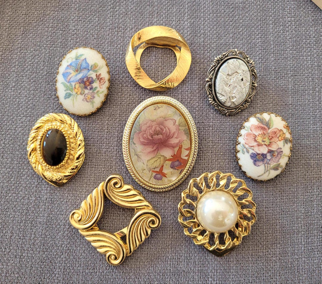 Vintage Hinged Scarf Clips Selection 1940s Scarf Rings 1950s 1960s - Etsy