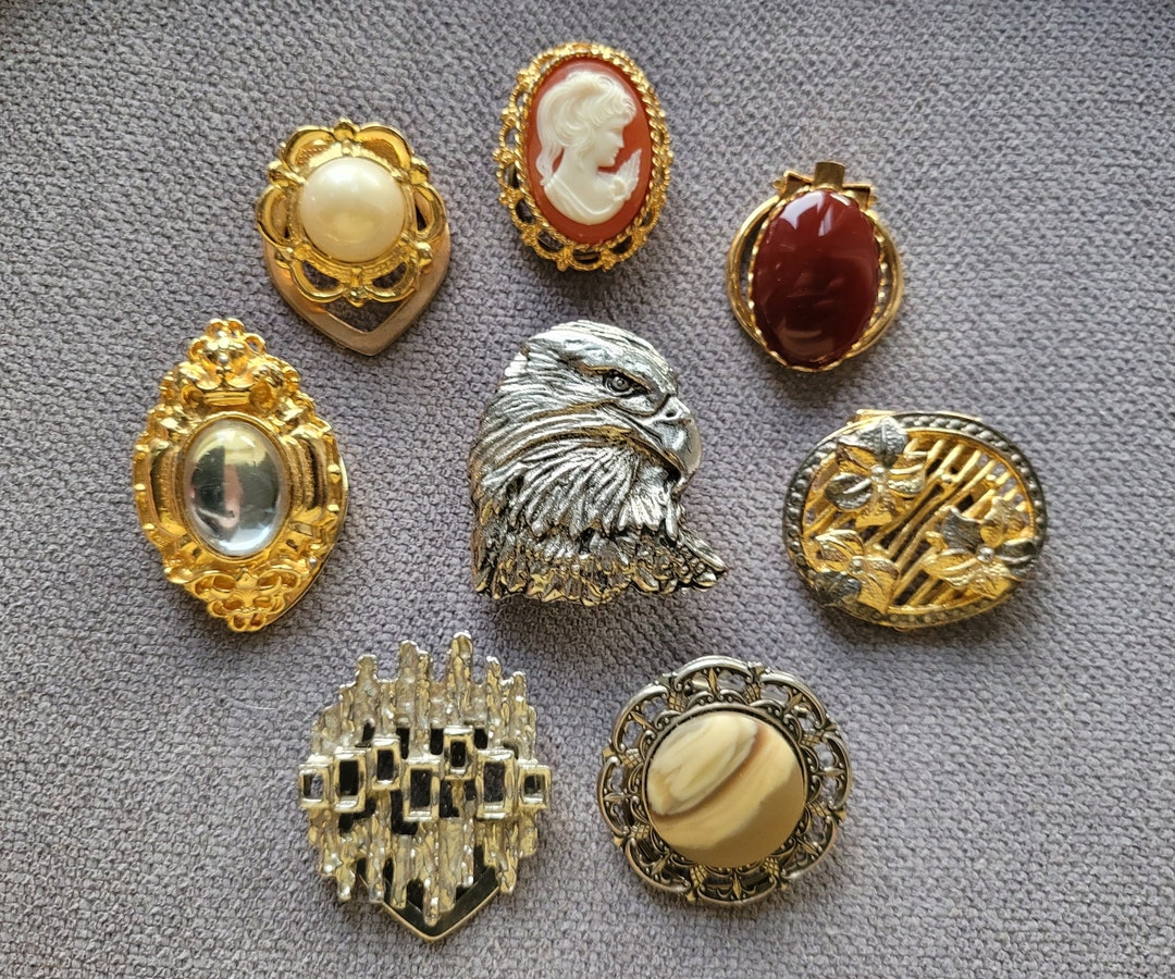 Vintage Hinged Scarf Clips Scarf Jewelry Selection 1970s Scarf Rings ...