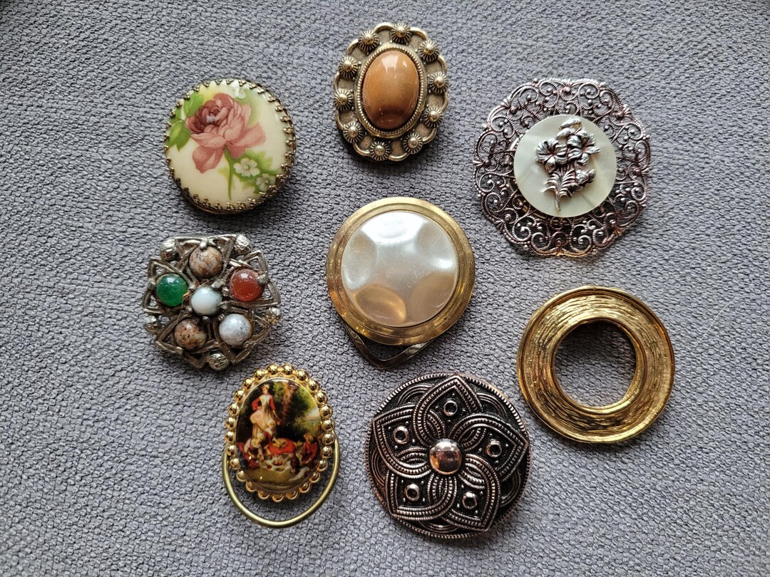 Vintage Hinged Scarf Clips Selection Scarf Rings 1940 1950s Jewelry ...