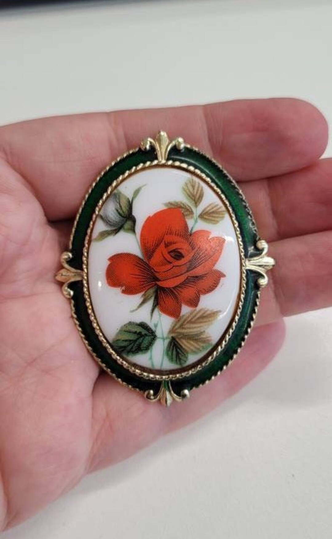 Vintage Porcelain Rose Brooch Signed Exquisite, Vintage Jewelry Made in ...