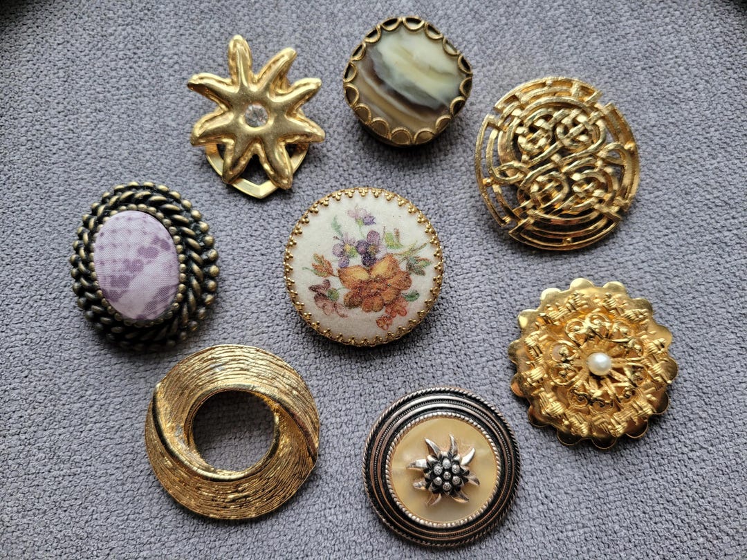Vintage Hinged Scarf Clips Selection Scarf Rings 1940 1950s Jewelry ...