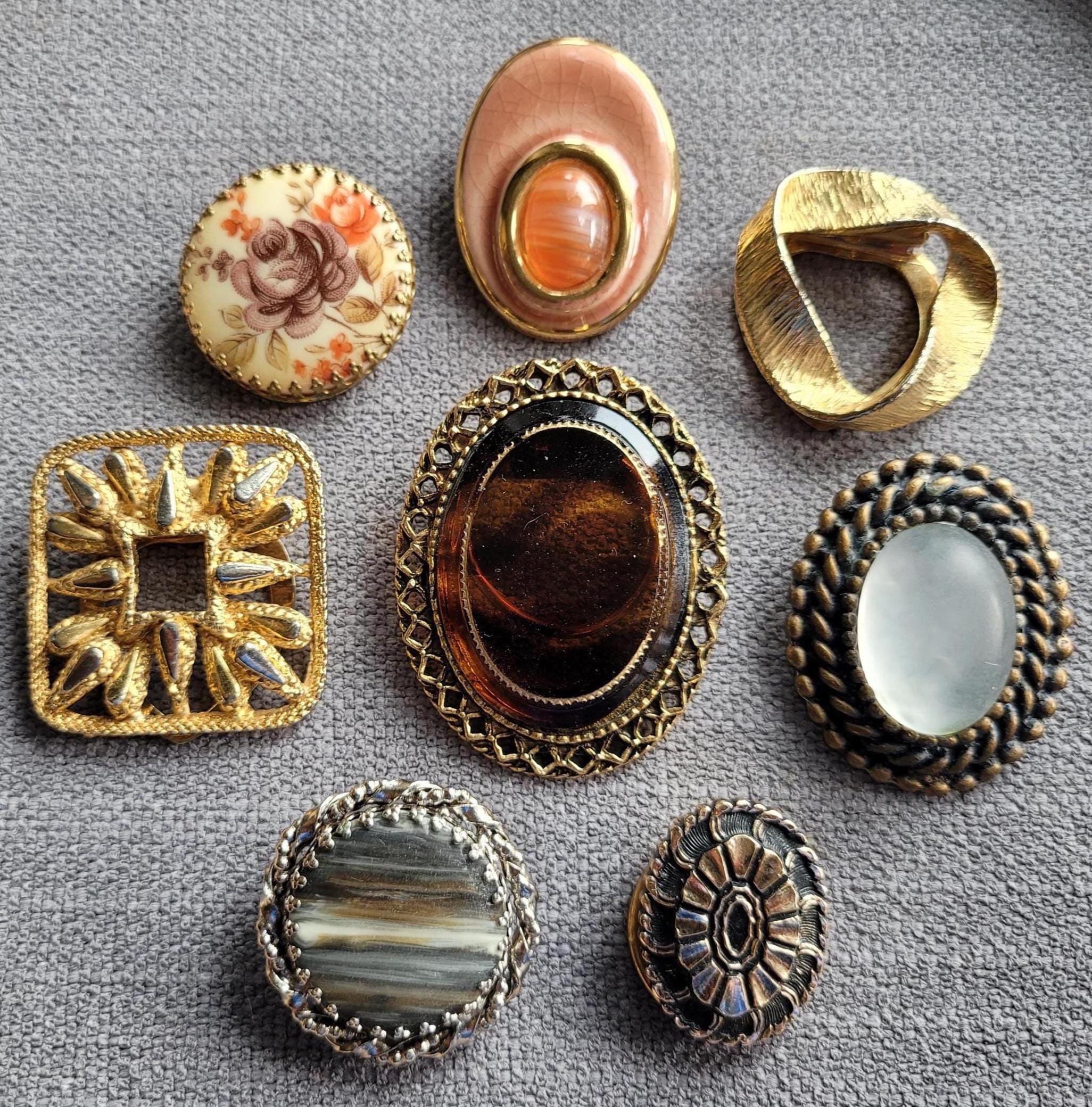 Vintage Hinged Scarf Clips Selection 1940s Scarf Rings 1950s 1960s - Etsy