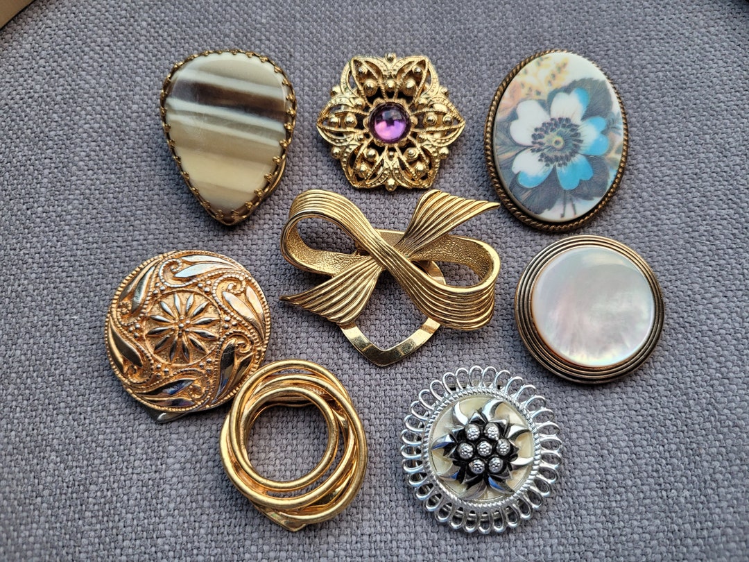Vintage Scarf Clips, Hinged Scarf Clips, Vintage Accessories, Gifts for ...