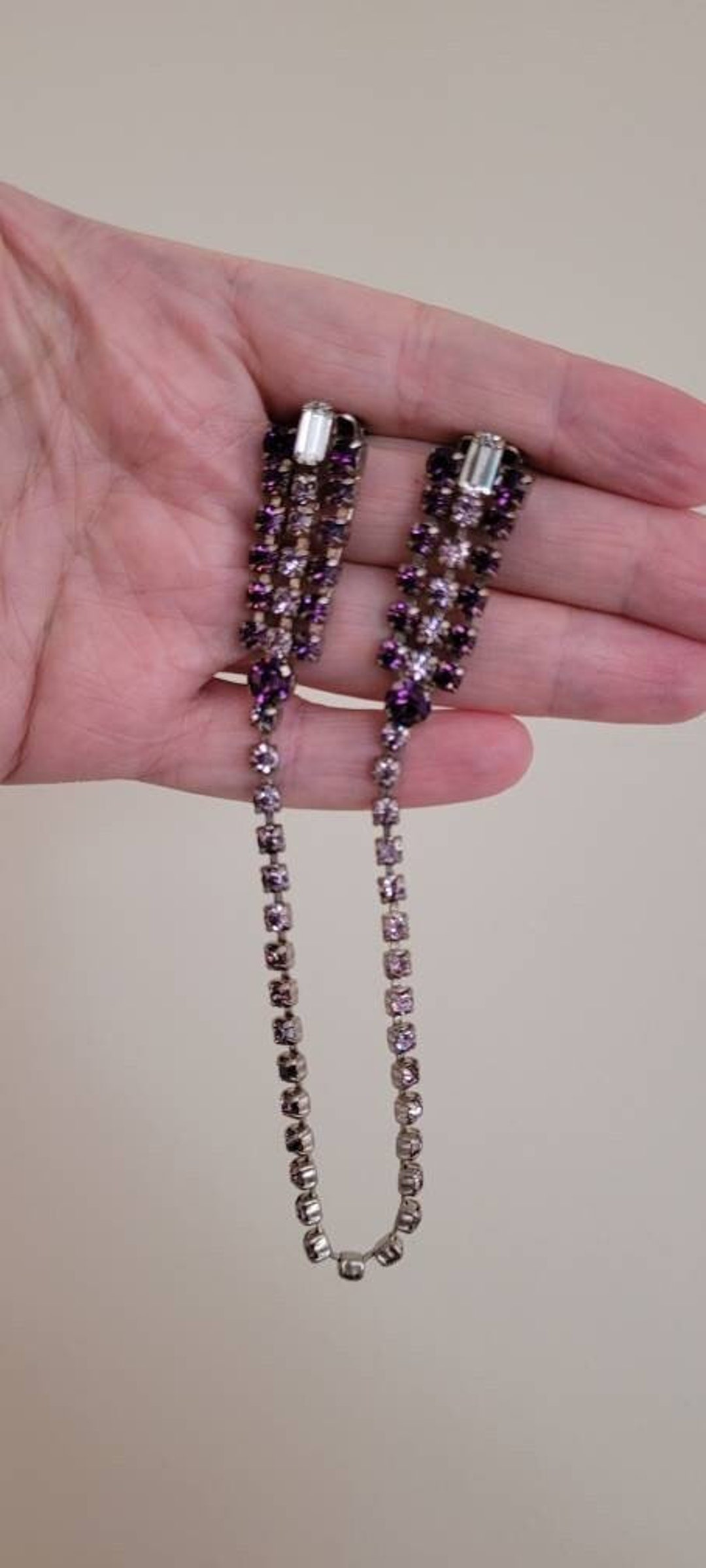 Vintage Cardigan Guard Clip, Lilac Purple Diamante Sweater Guard ...