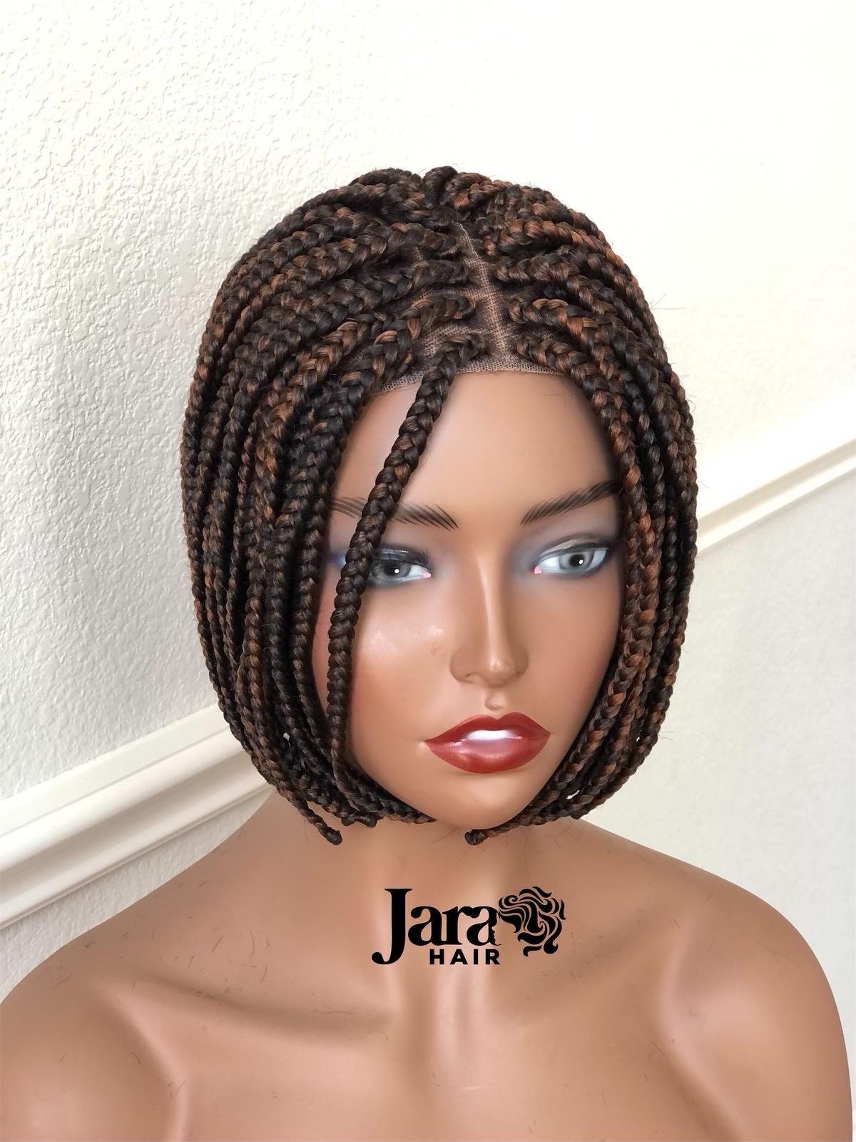 Ready to Ship Bob Braided Wig | Lace Closure Box Braids Wig | Short ...