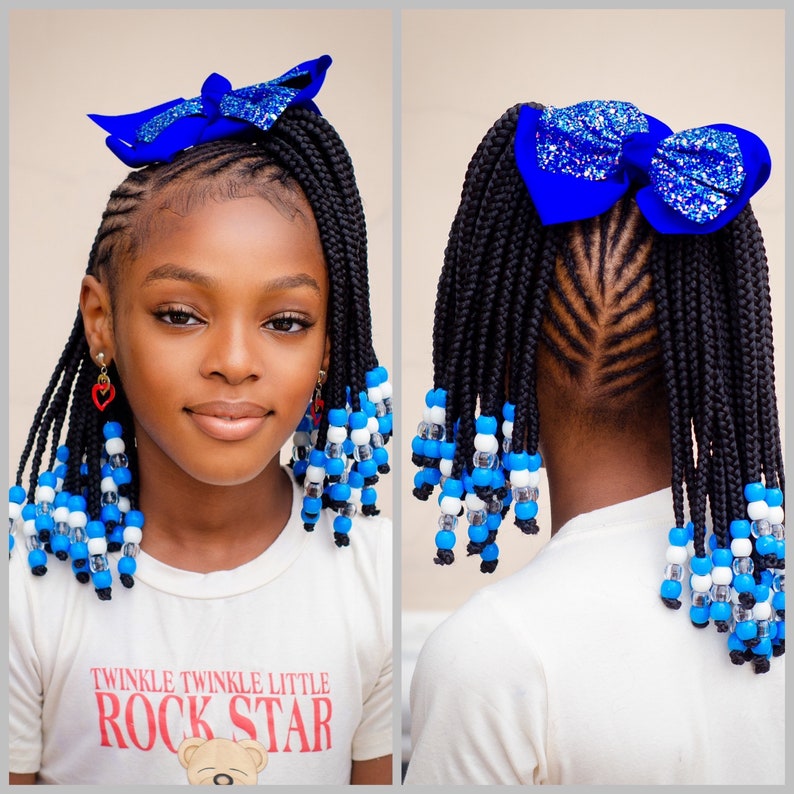 Kids Braided Ponytail With Beads | Kid Braided Ponytail Extension ...