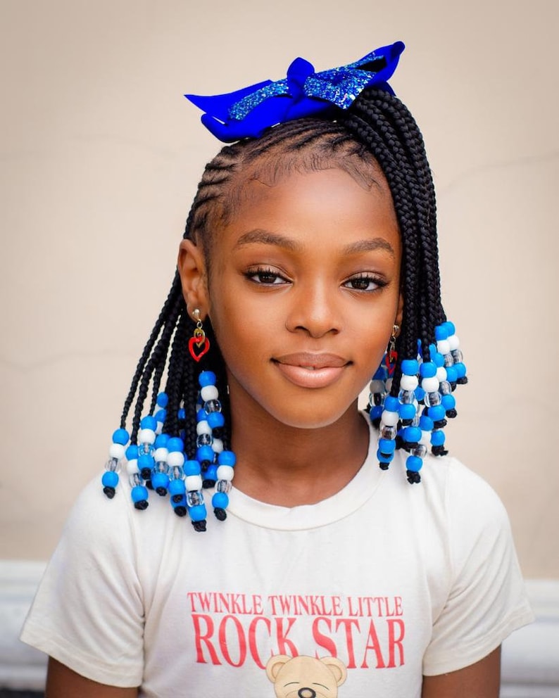 Kids Braided Ponytail With Beads | Kid Braided Ponytail Extension ...