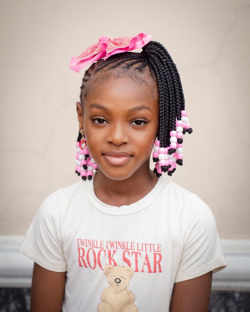 Clip N Go Kids Braided Ponytails Hair Extensions With Beads and Bow ...