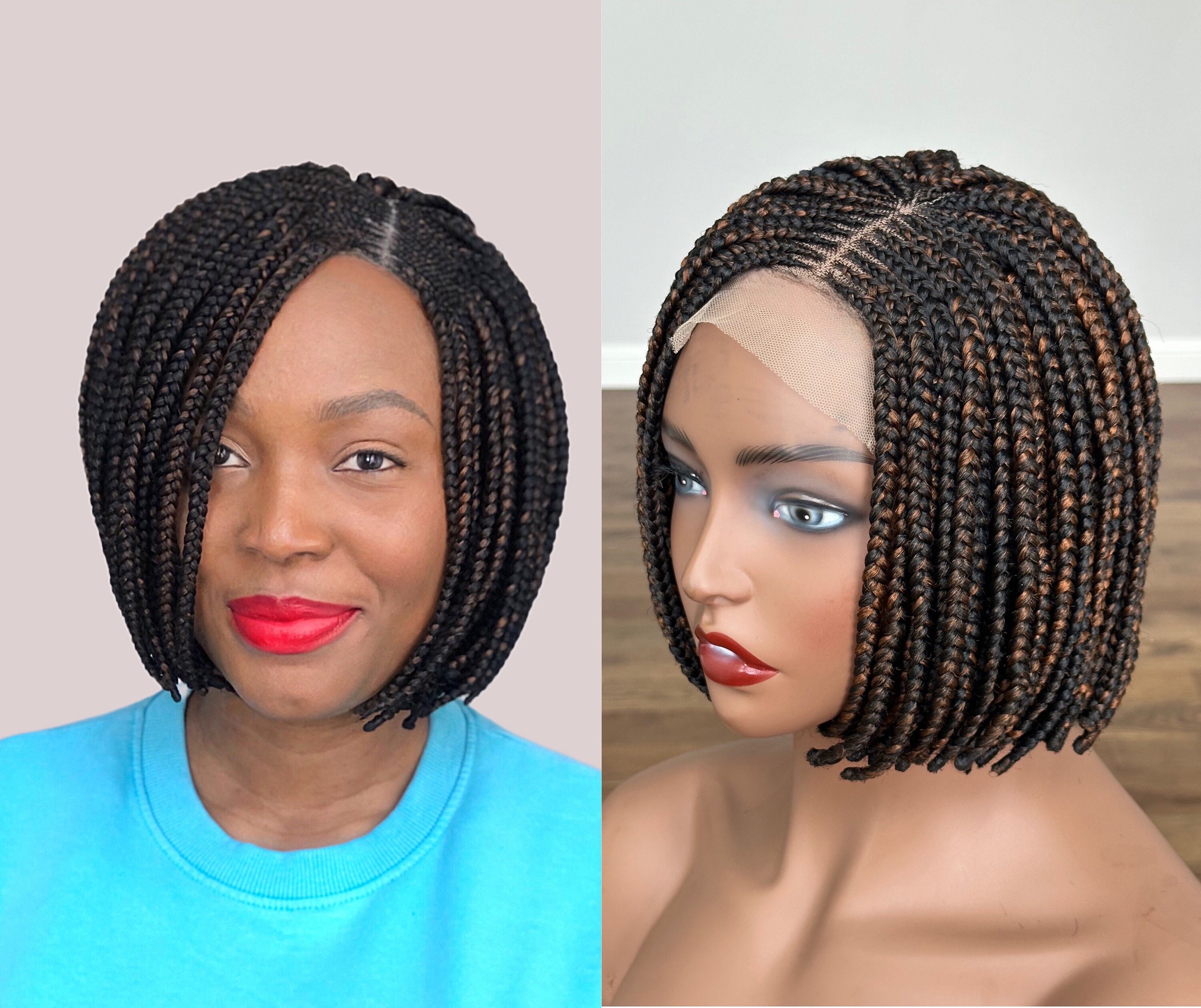 BOB Braided Wig Bob Braid Wig Lace Closure Bob Braided Wig Side Part ...