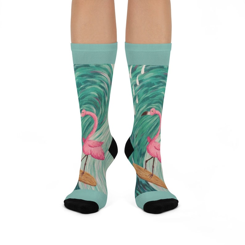 Surfing Flamingo Crew Socks - Etsy