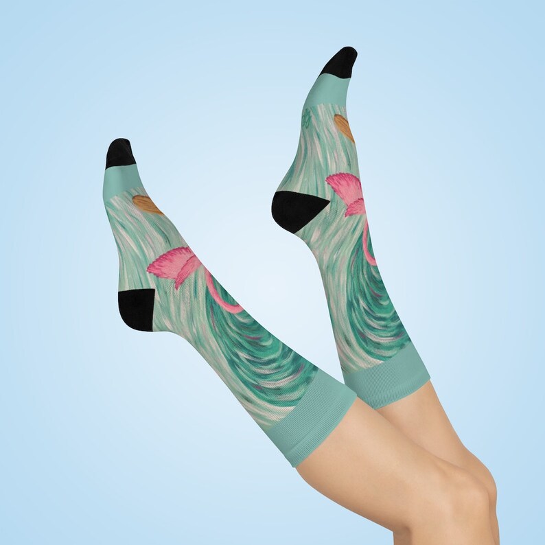 Surfing Flamingo Crew Socks - Etsy