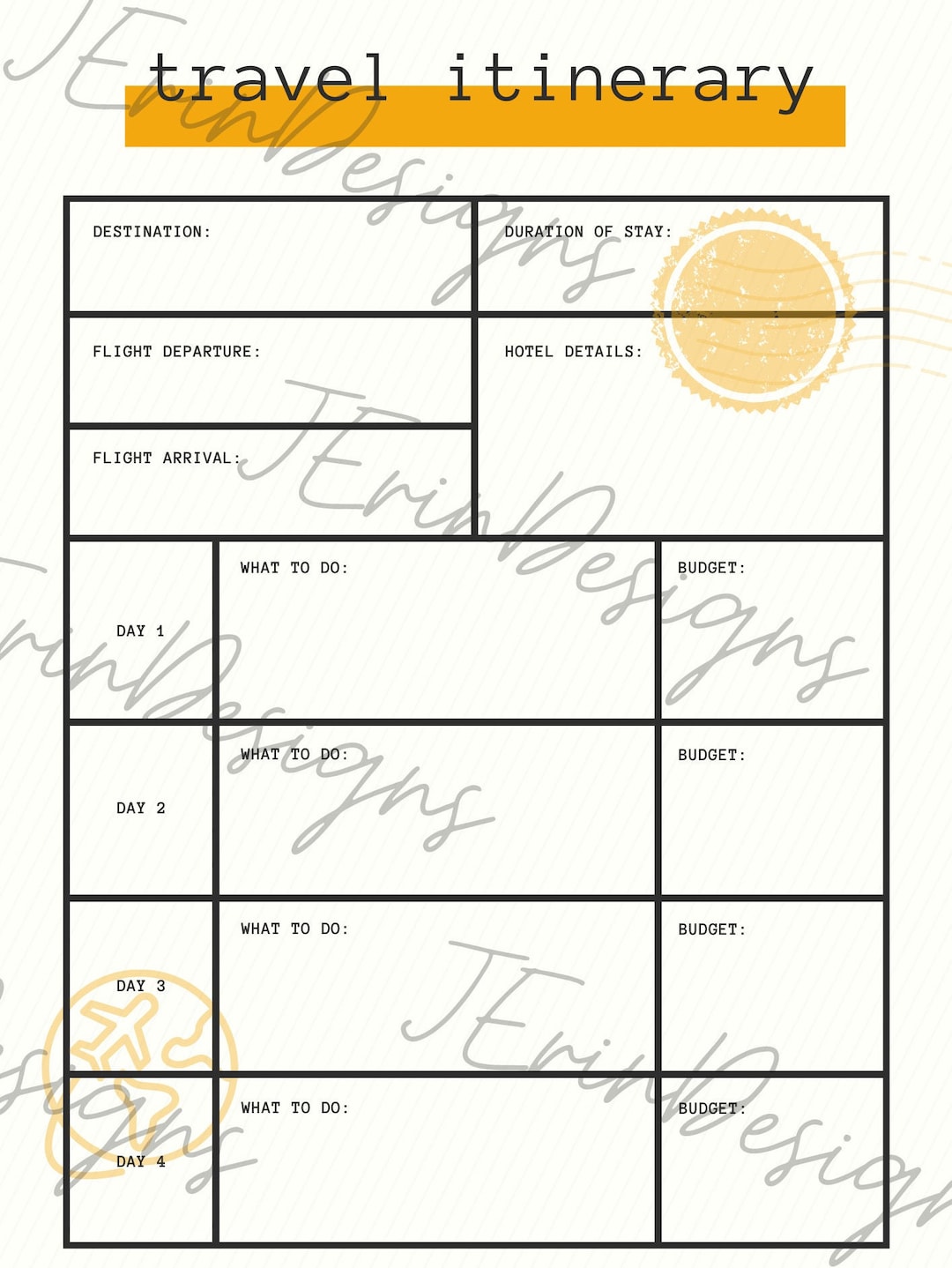 Travel Itinerary and Packing List PDF - Etsy