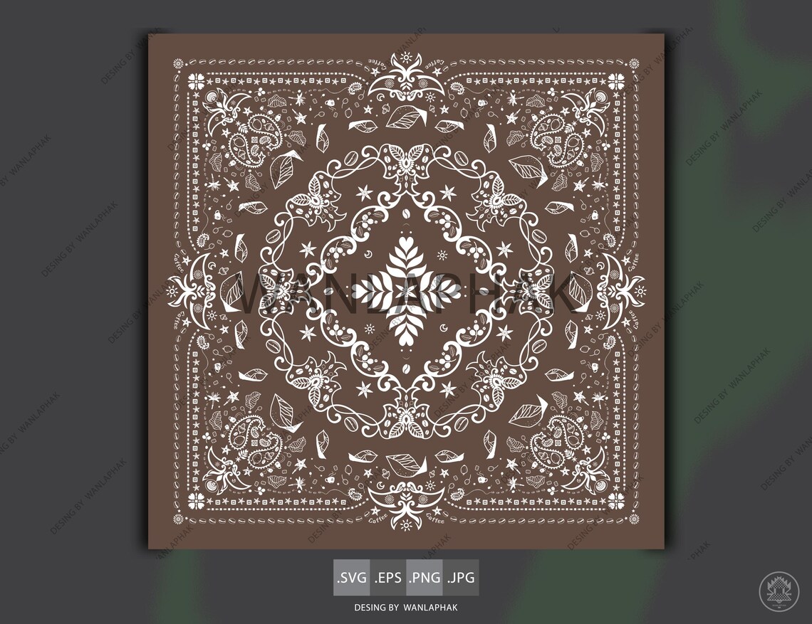 Paisley Bandana Pattern SVG – Coffee Bean Design (digital Cut File) - Etsy