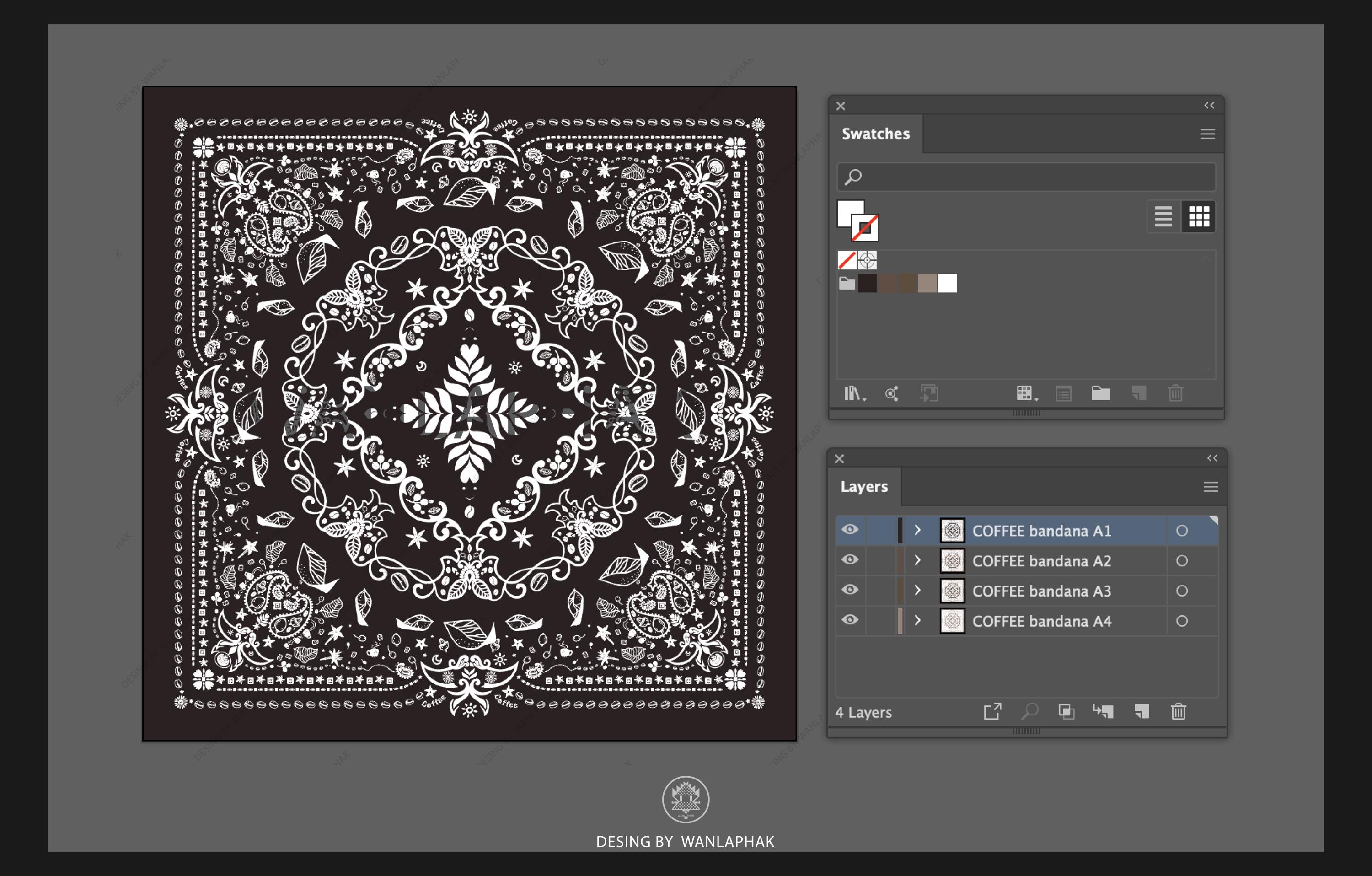 Paisley Bandana Pattern SVG – Coffee Bean Design (digital Cut File) - Etsy