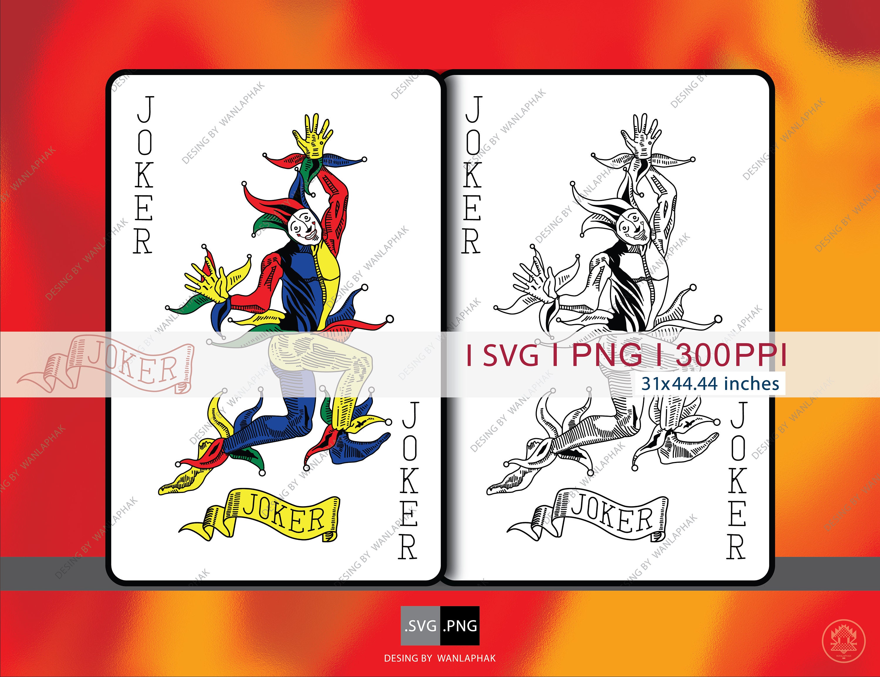 Classic Joker Card Art, SVG PNG Clipart (commercial Use Vector) - Etsy