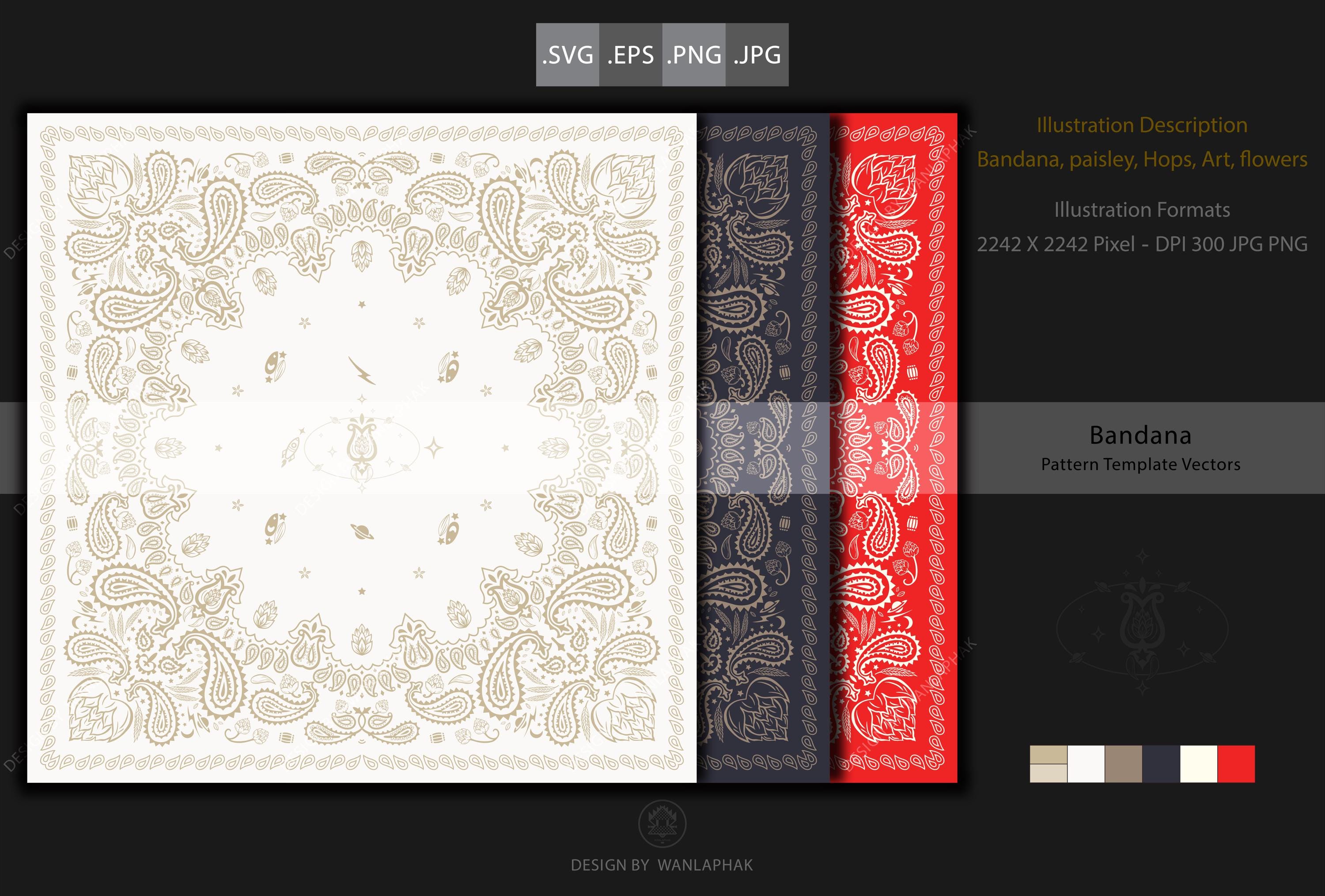 Paisley Bandana Pattern SVG – Commercial Use Vector (digital Cut File ...