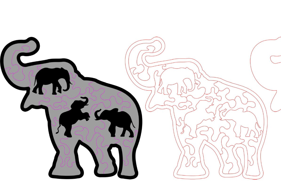 Elephant Puzzle DIGITAL CUT FILE - Etsy