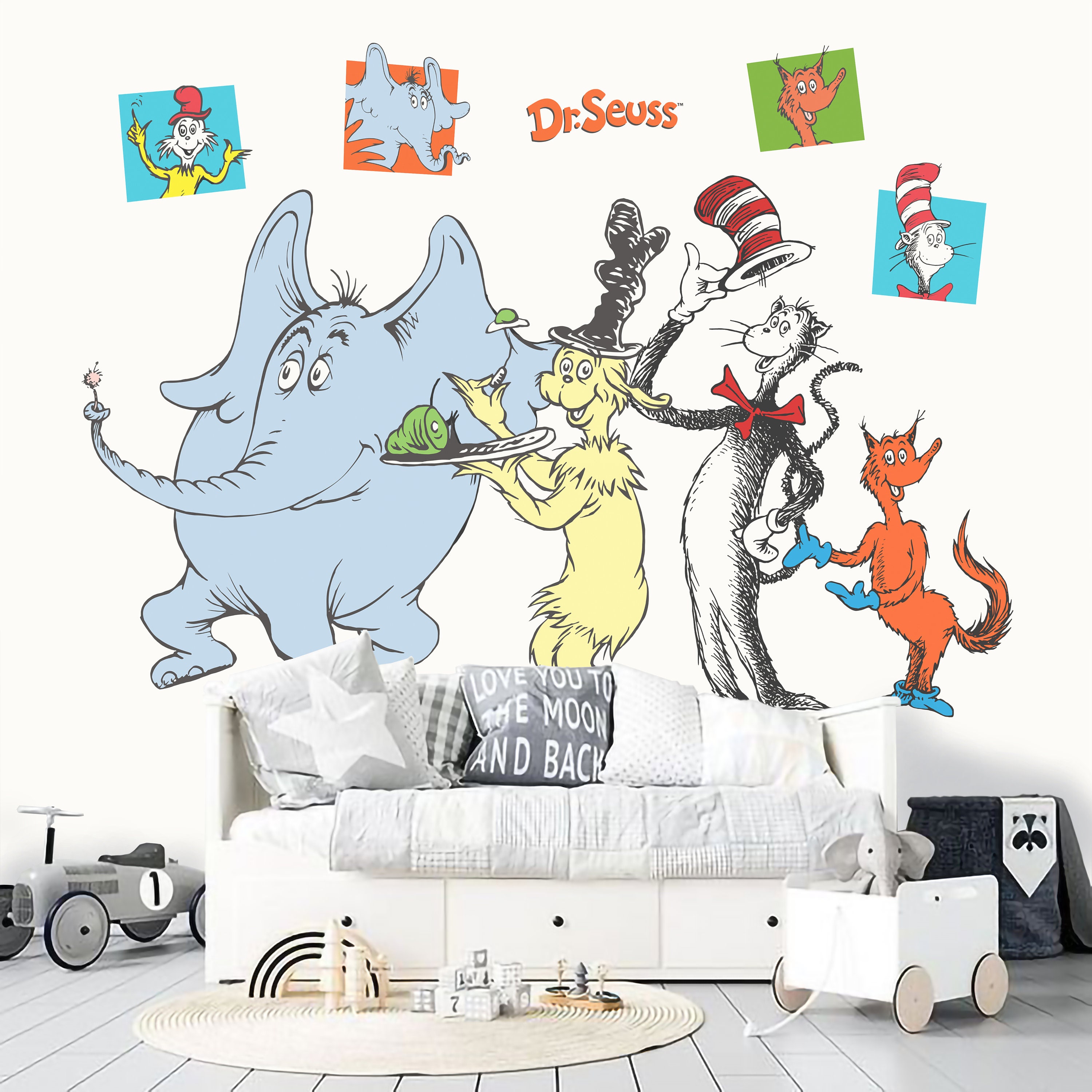 Removable Dr Seuss Wall Sticker for Kids Room Horton Wall Mural Nursery ...