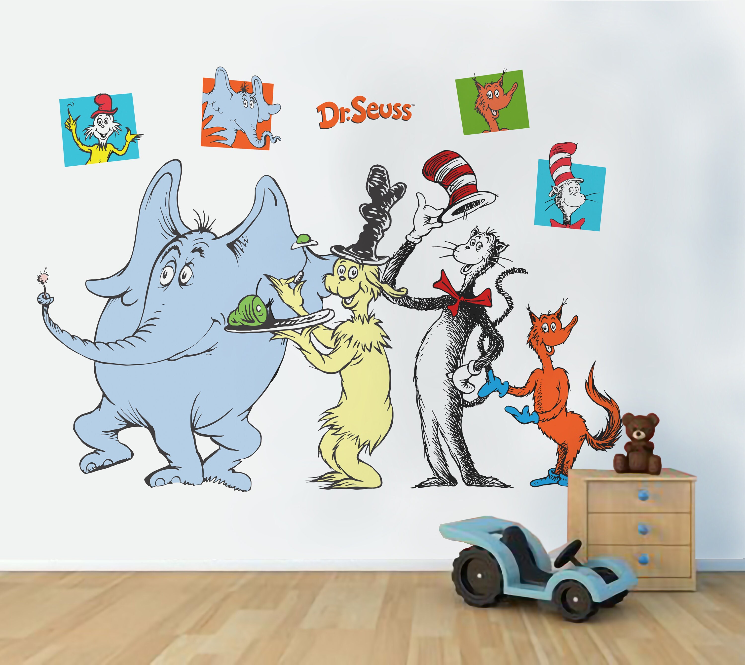 Removable Dr Seuss Wall Sticker for Kids Room Horton Wall Mural Nursery ...