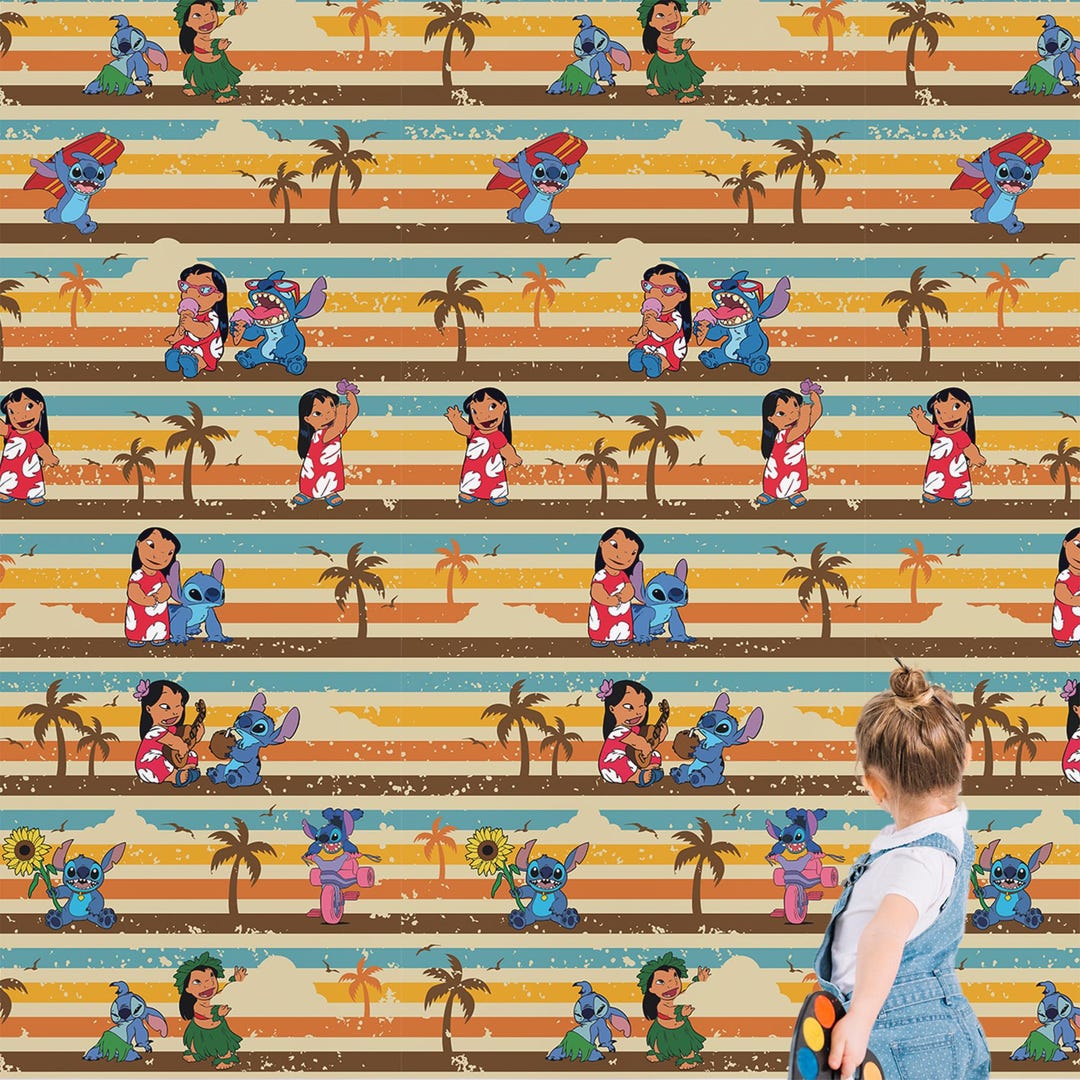 Stitch Wallpaper Nursery Decor Disney Characters Wall Art Playroom ...