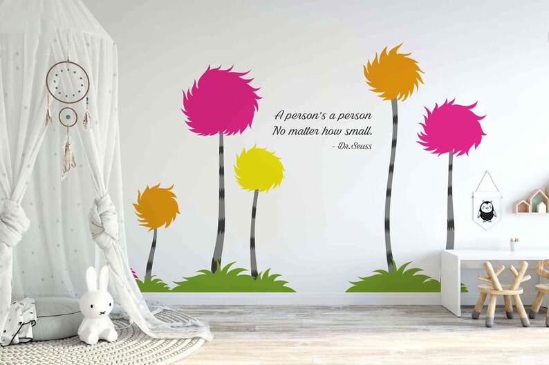 Dr Seuss Wall Decal for Nursery Truffula Trees Wall Sticker for Kids ...