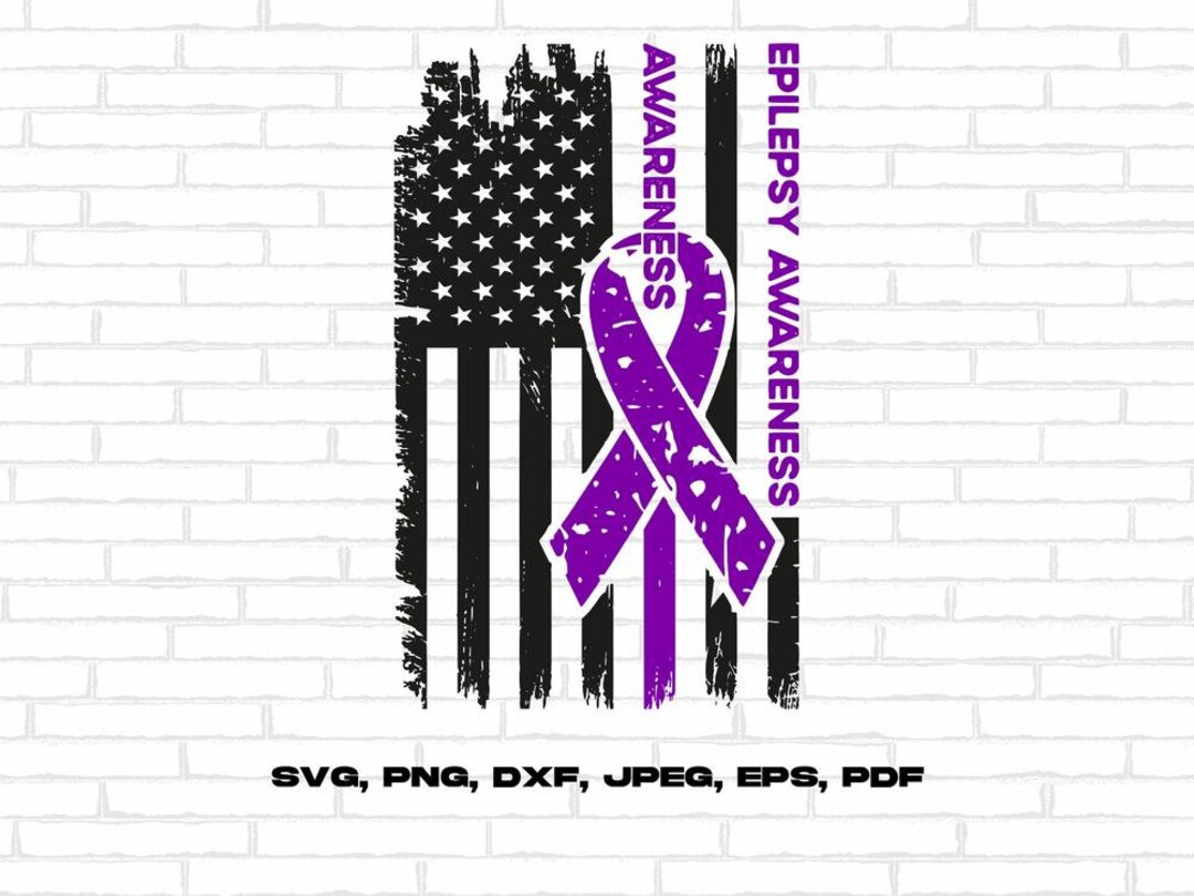Epilepsy Awareness Flag Svg Png Purple Ribbon American Flag - Etsy Hong ...