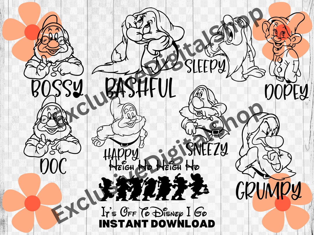 Seven Dwarfs, 7 Dwrafs SVG, Cut File - Digital Download Svg Png Design ...