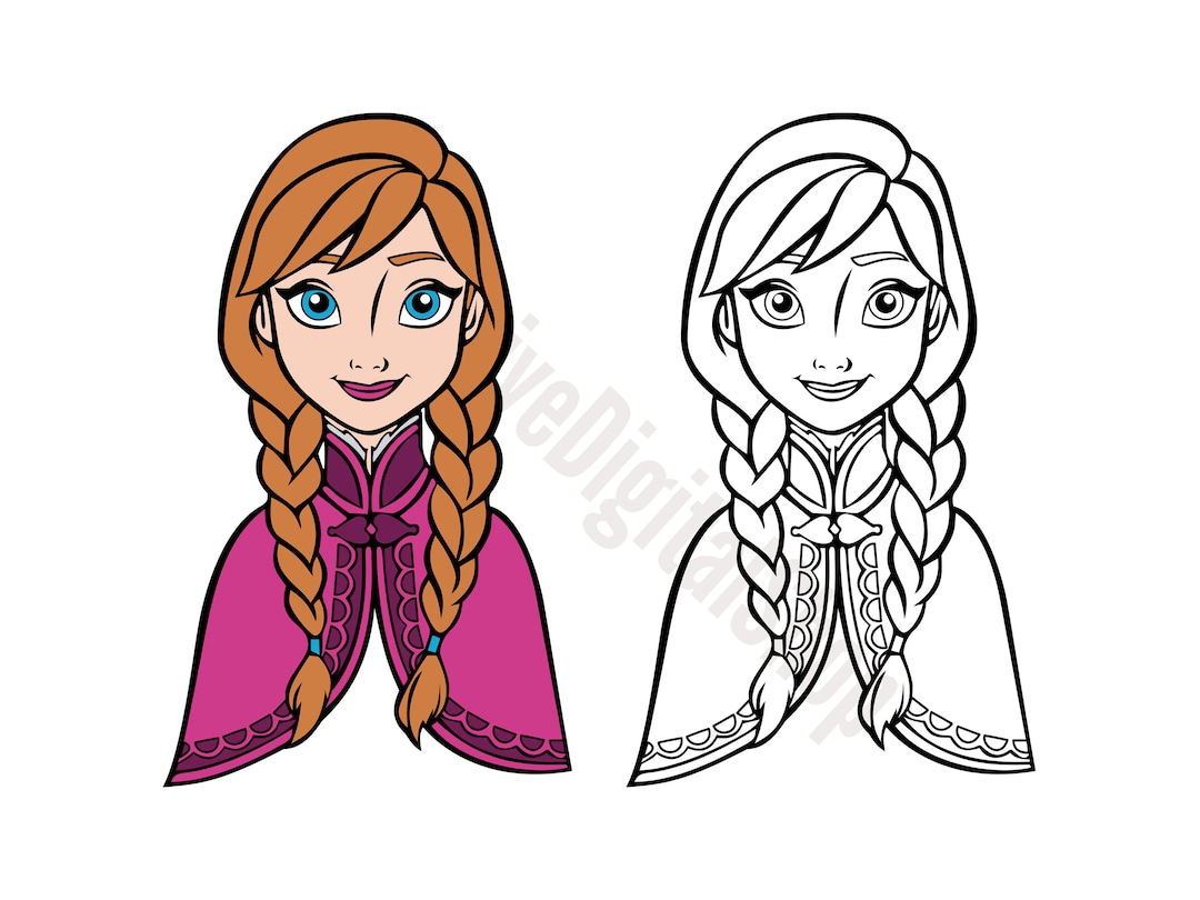 Frozen Anna SVG, Princess Anna Outlined SVG, Cut File - Digital ...