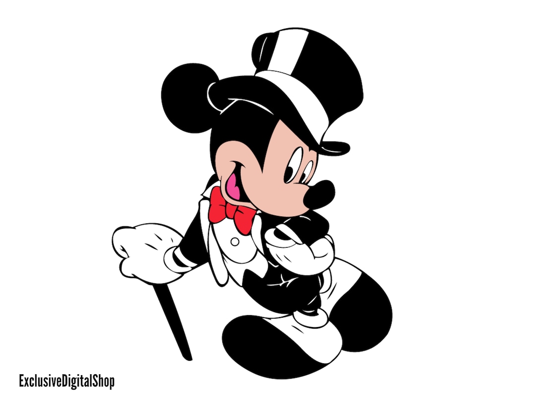 Mickey Mouse Suit SVG | Gentleman Cartoon, Top Hat, White Tuxedo, Cane ...