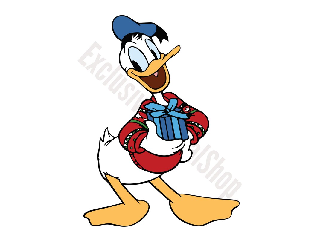 Donald Duck Present SVG | Classic Disney Character With Gift, Cartoon ...