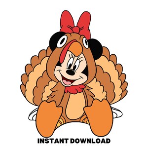 Minnie Mouse Turkey SVG | Thanksgiving Minnie Cut File | Cute Fall ...