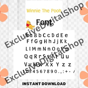 Minnie the Pooh Font Alphabet, Cut File - Digital Download Svg Png ...