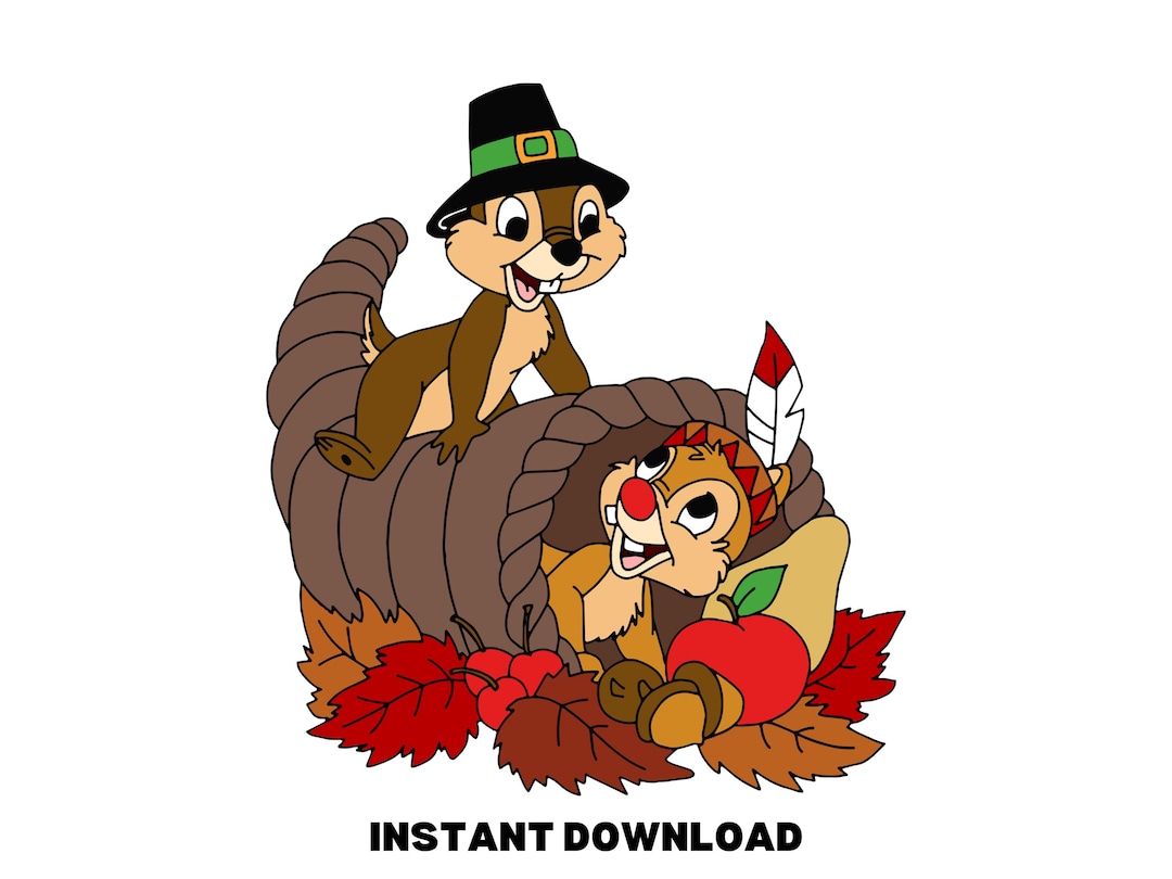 Chip and Dale Thanksgiving SVG | Cornucopia Cartoon Cut File | Fall ...