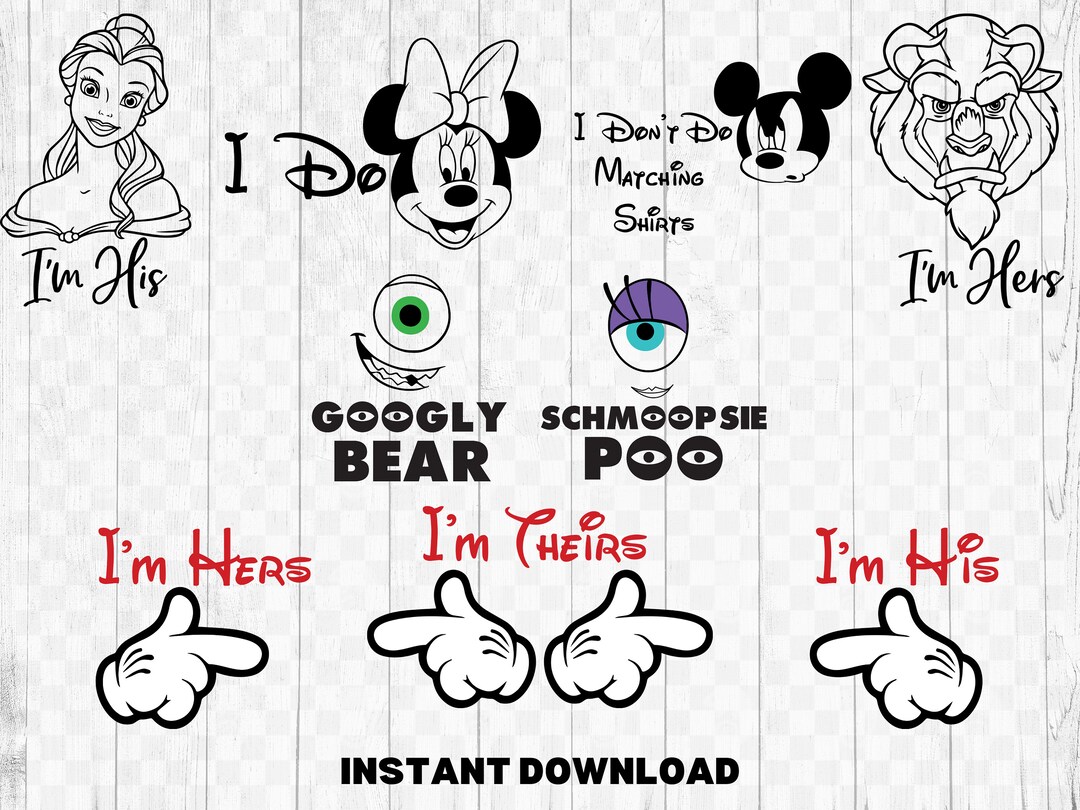 Mickey Mouse Head SVG Bundle | Googly Bear, Schmoopsie Poo, Couples ...