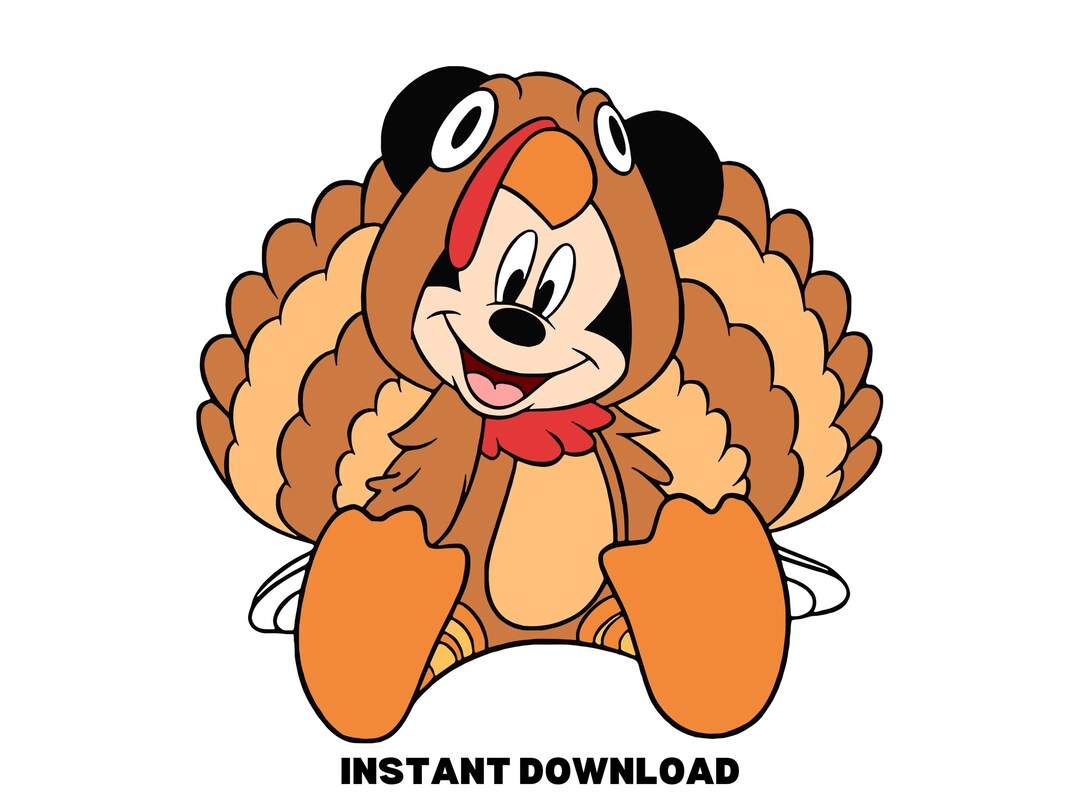 Mickey Mouse Turkey Costume SVG | Thanksgiving Cartoon Cut File | Cute ...