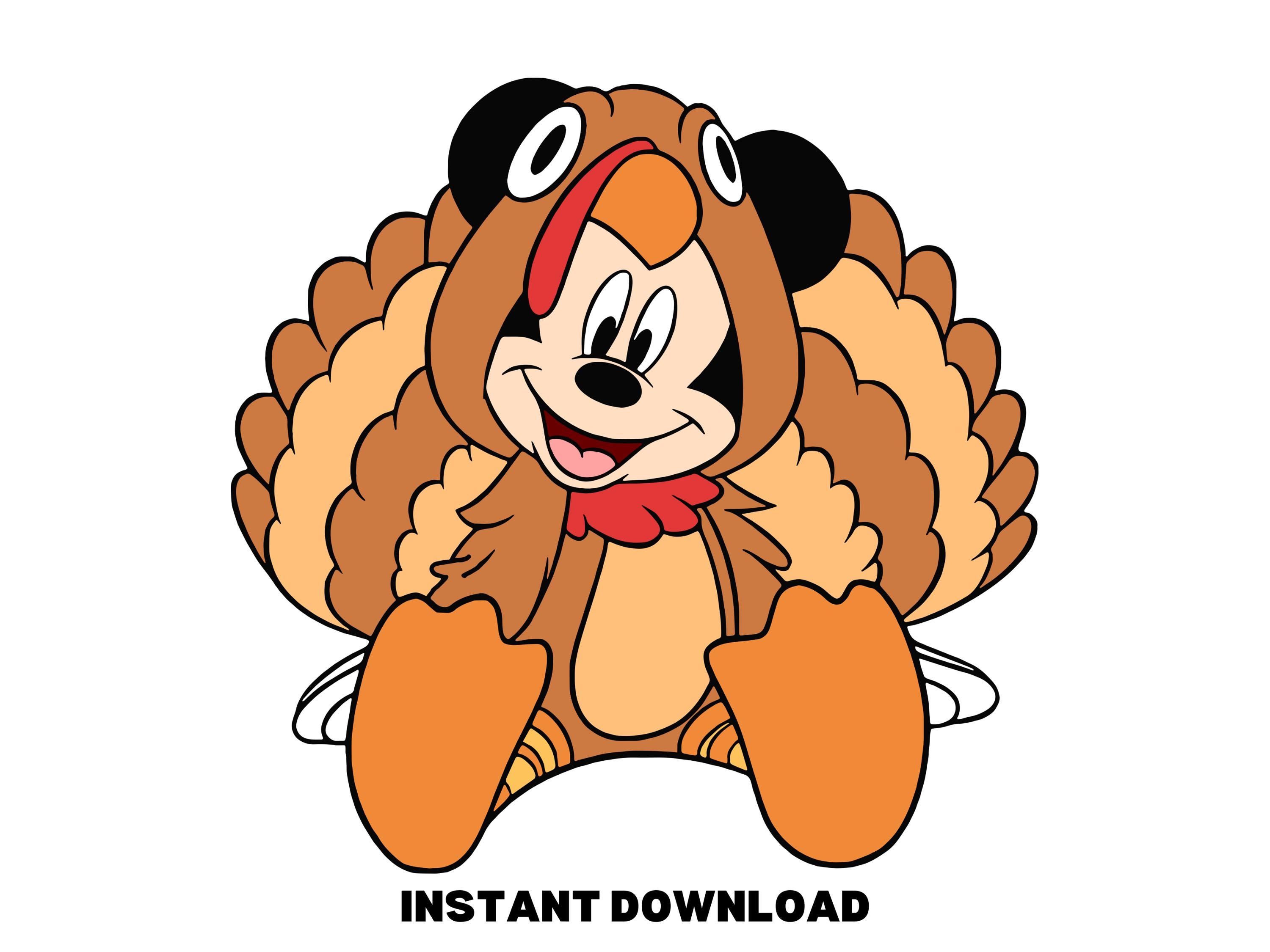 Mickey Mouse Turkey Costume SVG | Thanksgiving Cartoon Cut File | Cute ...