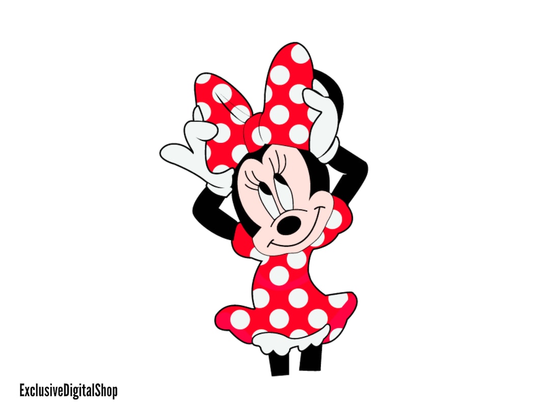 Minnie Mouse SVG | Standing Pose, Red Polka Dot Dress and Bow, Happy ...