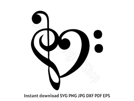 Musical Note Heart Instant Download SVG PNG JPG Dxf Pdf - Etsy