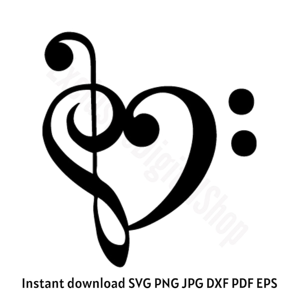 Music Note Heart - Etsy