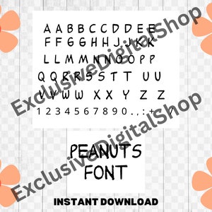 Peanuts Font Alphabet, Cut File - Digital Download Svg Png Design for ...