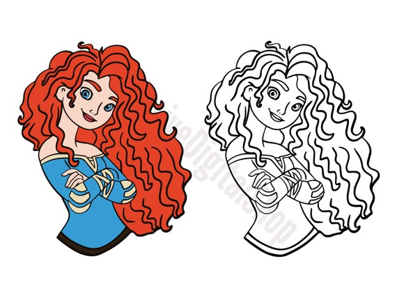 Princess Merida SVG Princess Outlined SVG Cut File Digital - Etsy