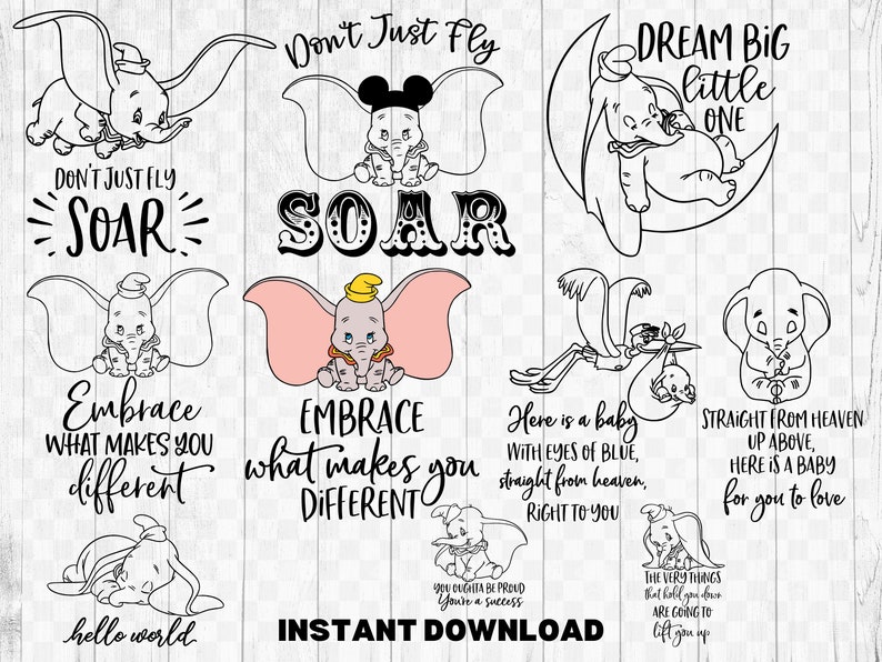 Dumbo 10 Bundle SVG Dumbo SVG Girl Cut File Digital - Etsy Australia
