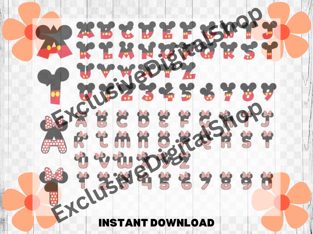 Mickey Mouse Font, Kids Birthday Font Super Cute, Cut File - Digital ...