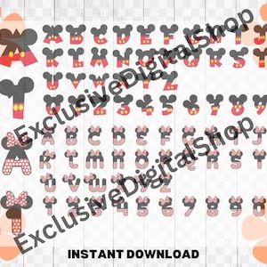 Mickey Mouse Font, Kids Birthday Font Super Cute, Cut File - Digital ...
