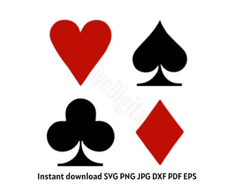 Play Card Suits SVG, PNG, EPS, Dxf, Jpg Digital Download - Etsy